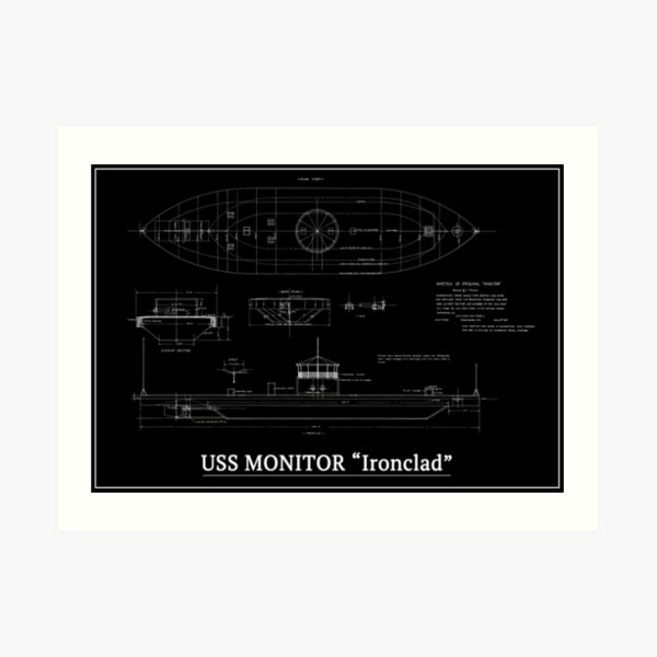 "U.S.S. Monitor Ironclad Ship Blueprint" Art Print for Sale by Daniel ...