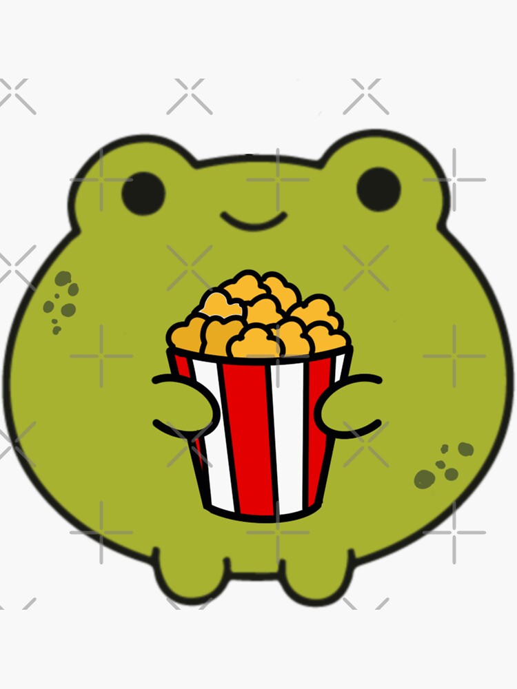 "Frog with Popcorn" Sticker for Sale by ISpyKawaii | Redbubble