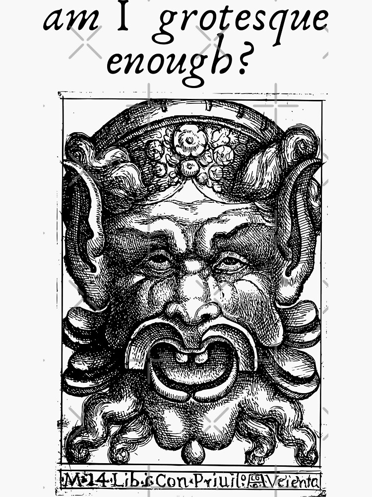 " Vintage Grotesque Am I grotesque enough?" Sticker for Sale by ...