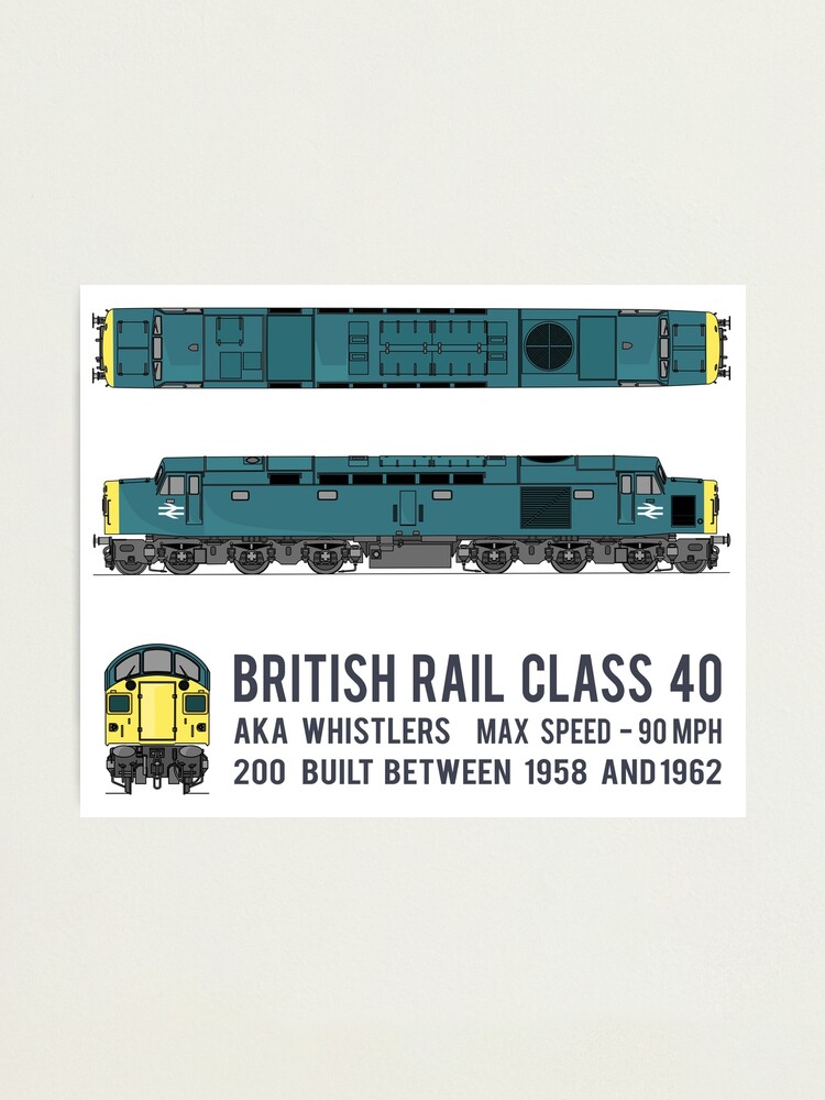 "British Rail Class 40 Whistler Locomotive Diagrams Gift" Photographic ...