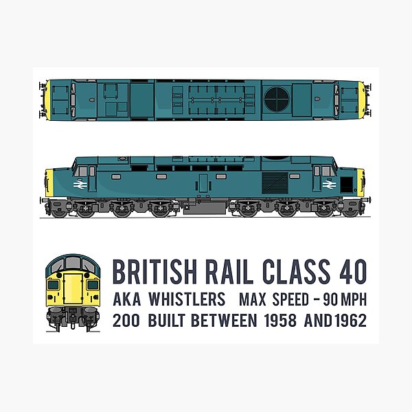 "British Rail Class 40 Whistler Locomotive Diagrams Gift" Photographic ...
