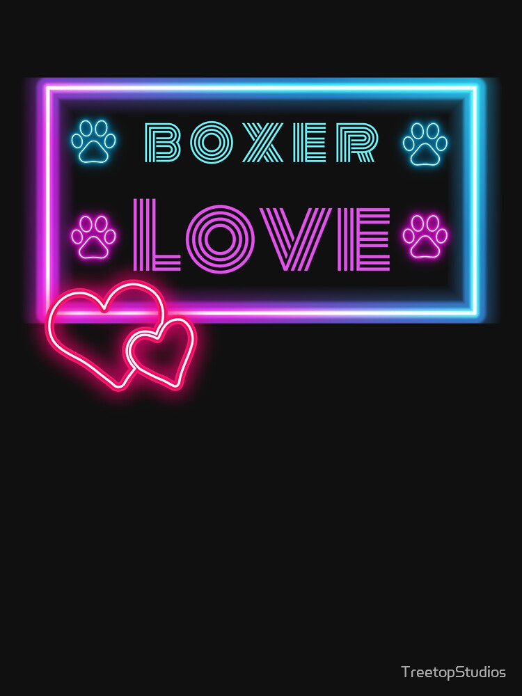 "Neon Boxer Love with funky dog paw print and heart" T-shirt for Sale ...