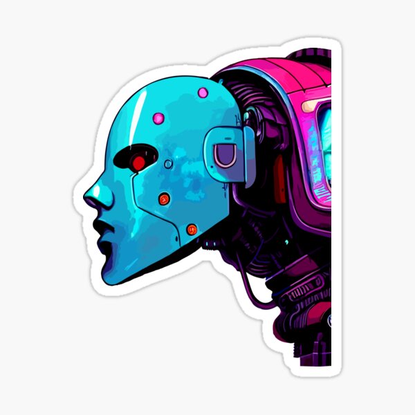 "Cyber Robot Head" Sticker for Sale by DistortedBrain | Redbubble