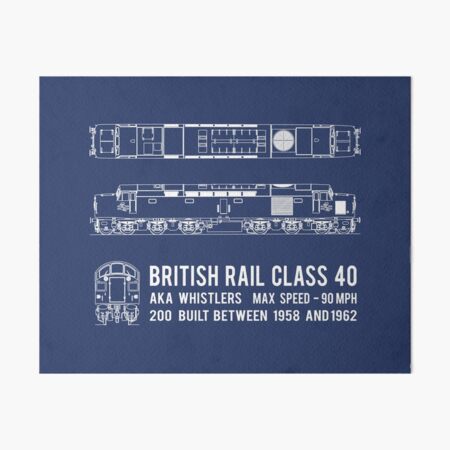 "British Rail Class 40 Whistler Locomotive Blueprint Diagrams Gift" Art ...