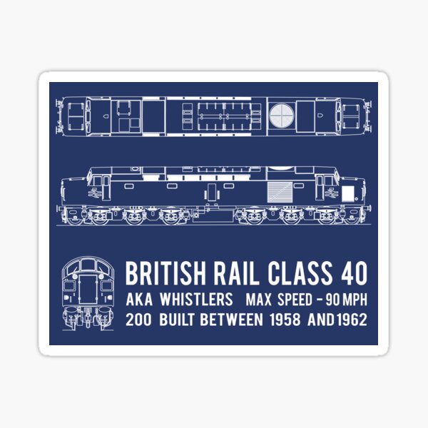 "British Rail Class 40 Whistler Locomotive Blueprint Diagrams Gift ...