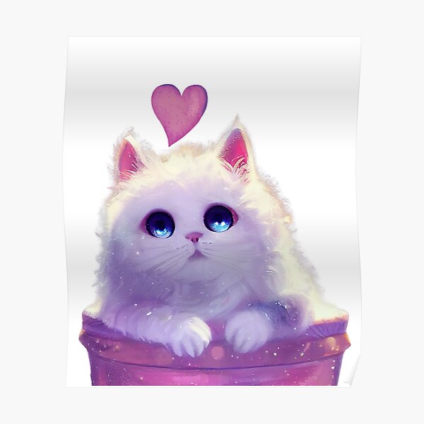 "White cat - Cute" Poster for Sale by Bcraftery | Redbubble