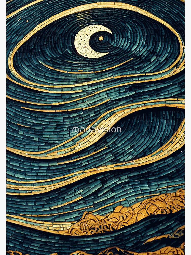 "Stormy Waves Ocean, Beautiful Mosaic Painting" Sticker for Sale by ...