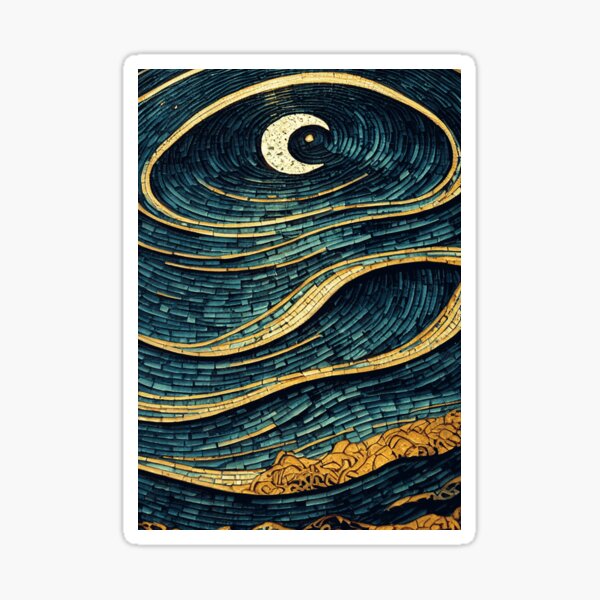 "Stormy Waves Ocean, Beautiful Mosaic Painting" Sticker for Sale by ...