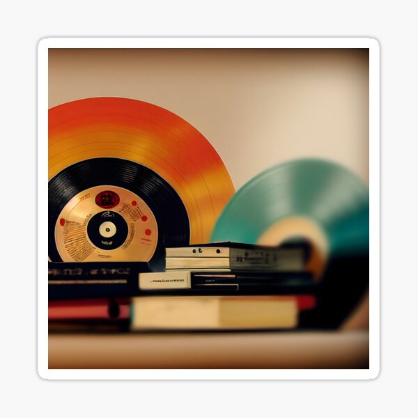 "Vintage Records and Tapes" Sticker for Sale by Foodcolored | Redbubble