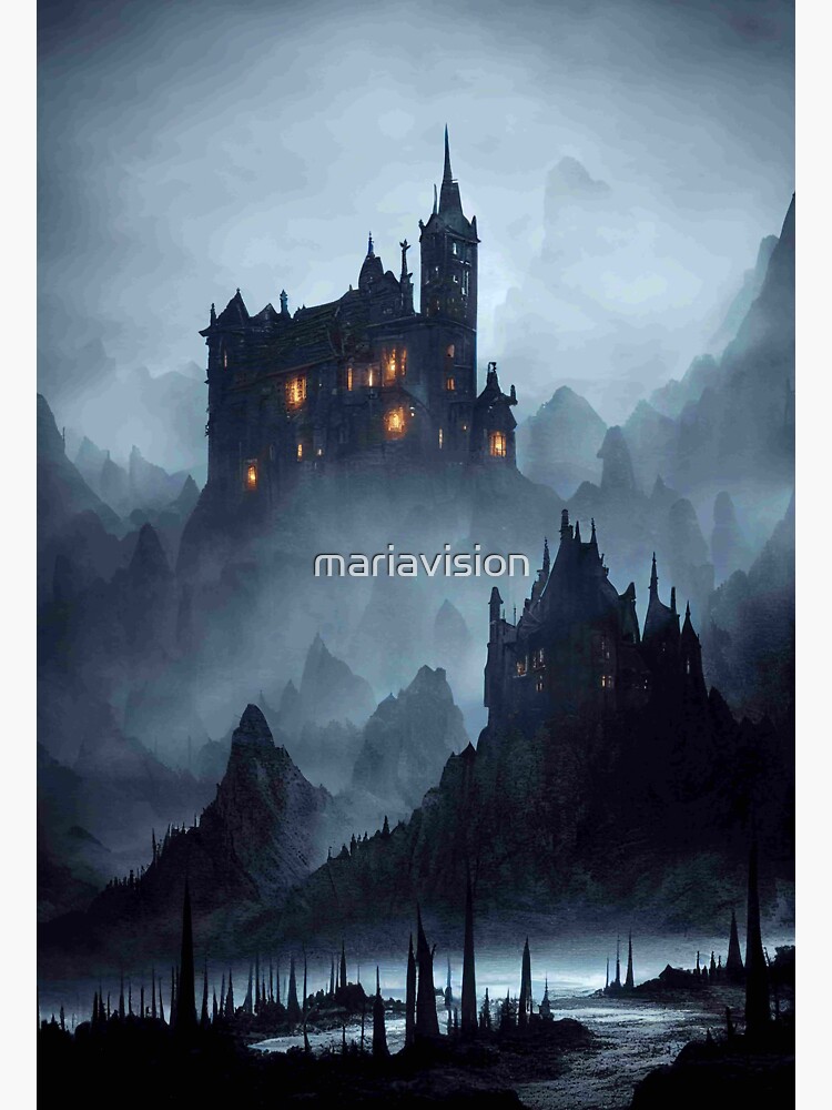 "Gothic Castle on Mountain Beautiful Mosaic Painting" Sticker for Sale ...