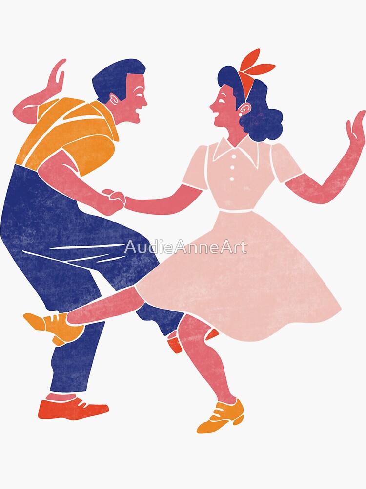 "Swing Dance Couple" Sticker for Sale by AudieAnneArt | Redbubble