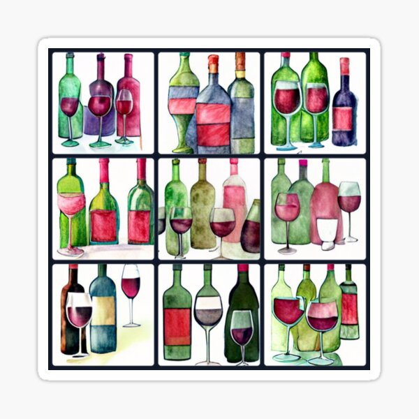 "Wine-tasting Pack / Wines Art" Sticker for Sale by CinderPress | Redbubble