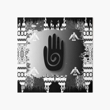 "Hopi Indian Healing Hand With Tribal Symbol Pattern In Black And White ...