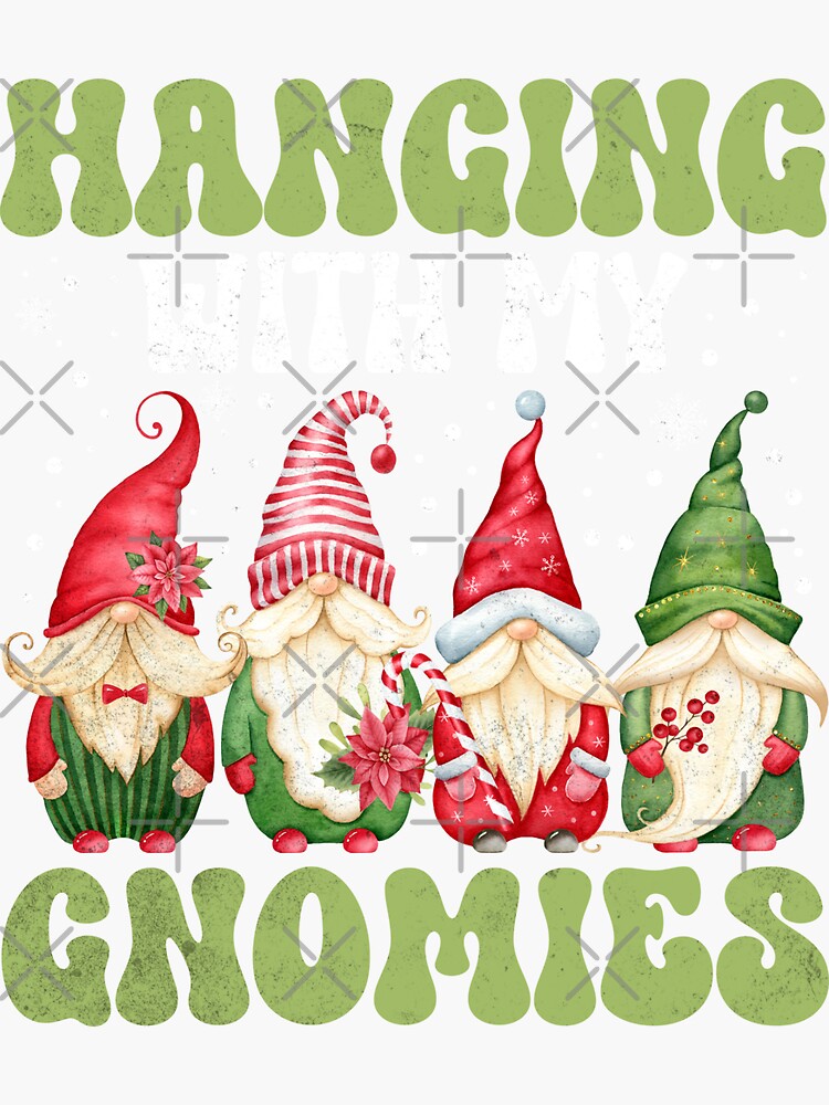 "Hanging With My Gnomies Matching Family Christmas Gnome" Sticker for ...