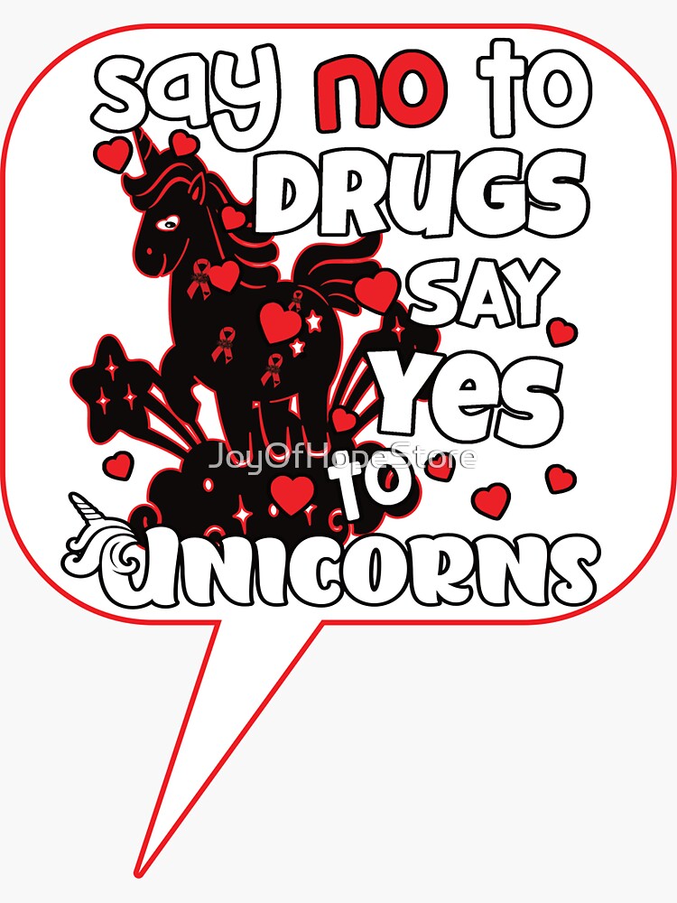 "Red Ribbon Week Say No To Drugs Say Yes To Unicorns Cute Word Balloon ...