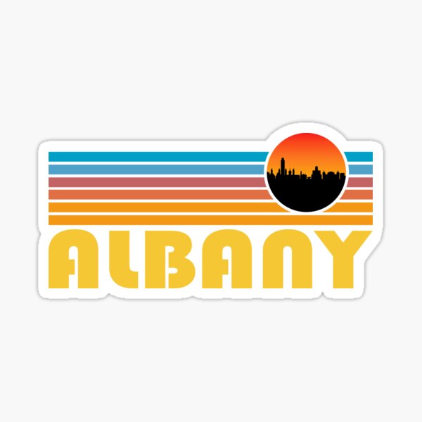 "Albany City Skyline Hometown Retro Design" Sticker for Sale by ...