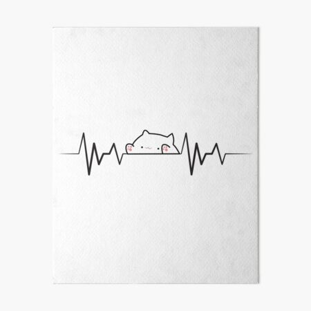 "Cute Kawai Peekaboo Cat Heartbeat Pulse Heart Line ECG" Art Board ...