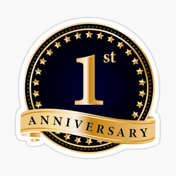 "1st Anniversary Design Golden Color" Sticker for Sale by HOKOIKO ...