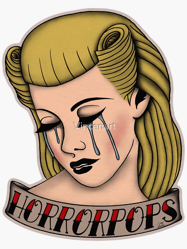 "Horrorpops traditional " Sticker for Sale by Vincenart | Redbubble