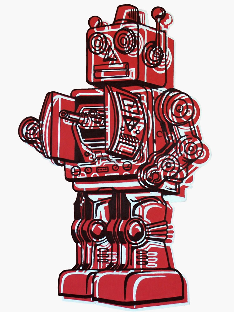 "Original Pop Art Robot 60s style by Bittersea" Sticker for Sale by ...