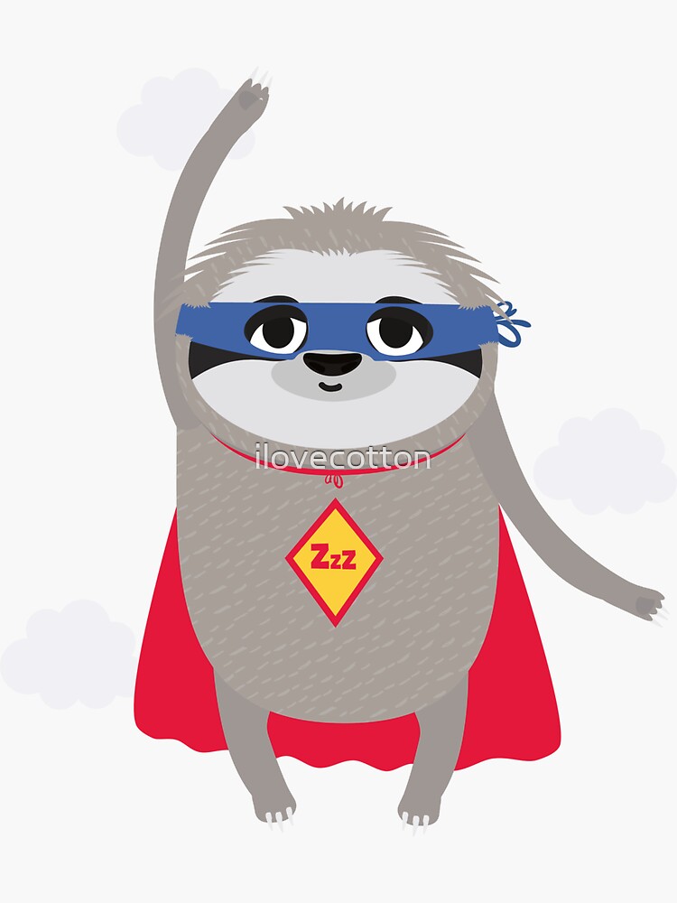 "Super Sloth hero in cape nature-Design" Sticker by ilovecotton | Redbubble