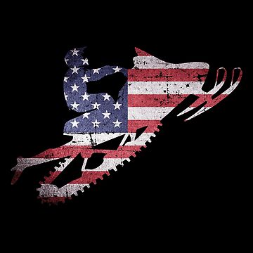 "American flag snowmobiler | Man on Snowmobile America flag" Sticker ...