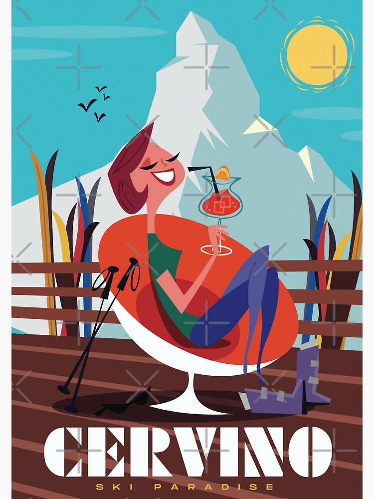 "Cervino Ski Poster" Sticker for Sale by GAGodel | Redbubble