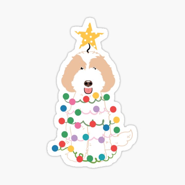 "Cream White Labradoodle Christmas Tree" Sticker for Sale by ...