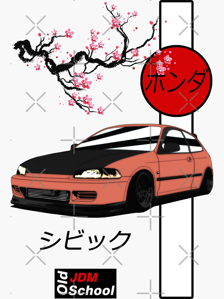 "JDM EG Orange Red Sun Edition" Sticker for Sale by oldschooljdm ...