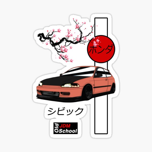 "JDM EG Orange Red Sun Edition" Sticker for Sale by oldschooljdm ...