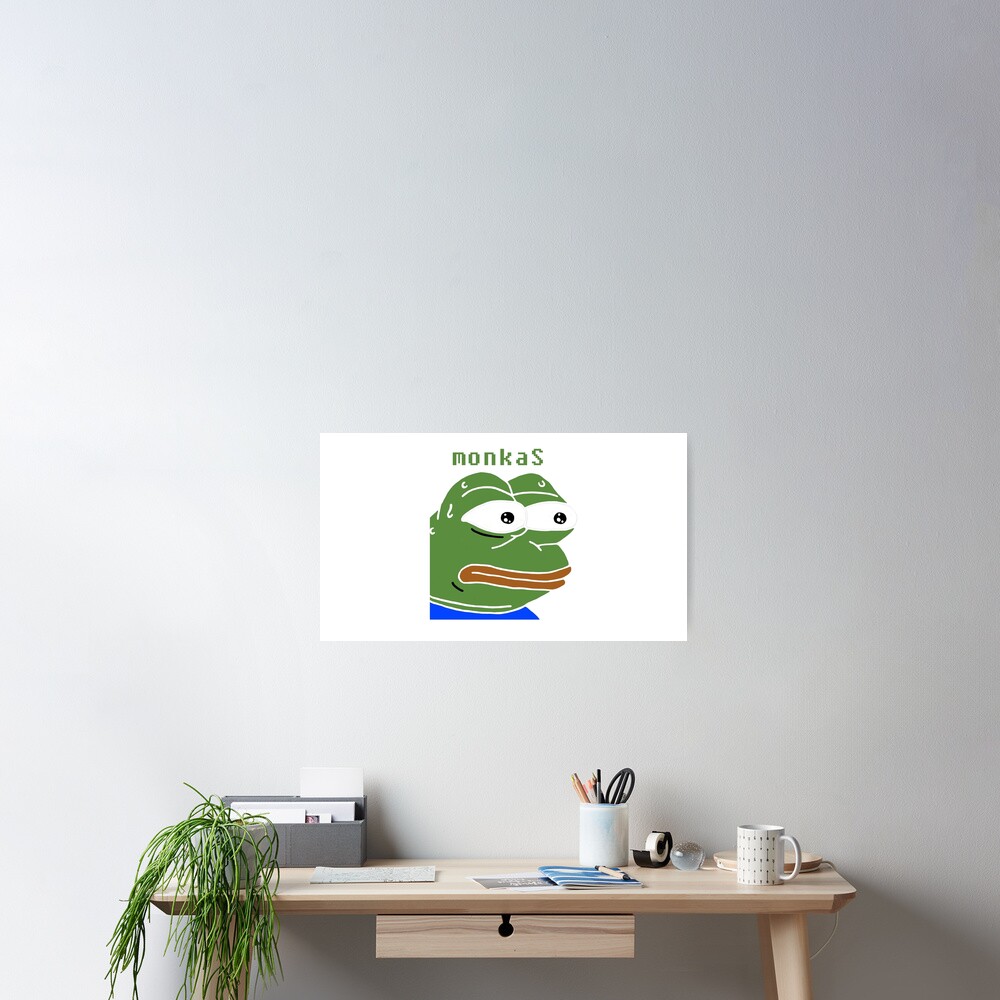 Póster «MonkaS Sweating Pepe Twitch Emote» de etherclothing | Redbubble
