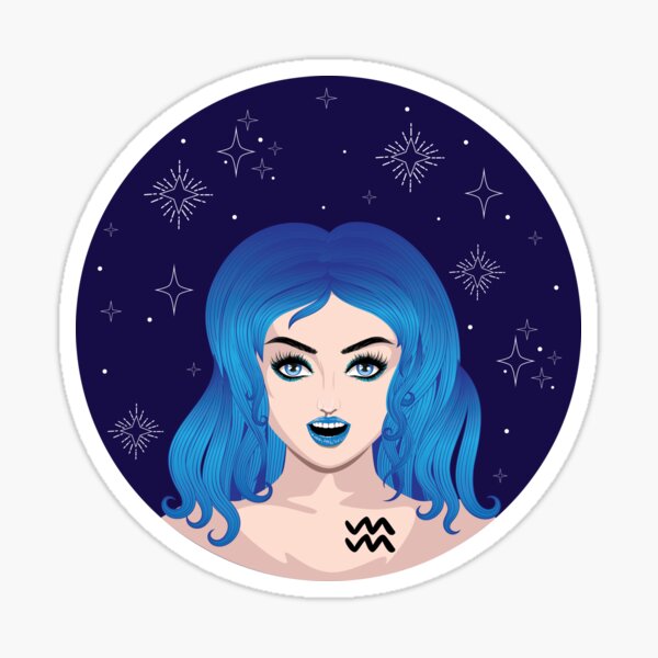 "Aquarius girl with blue hair" Sticker for Sale by AnnArtshock | Redbubble