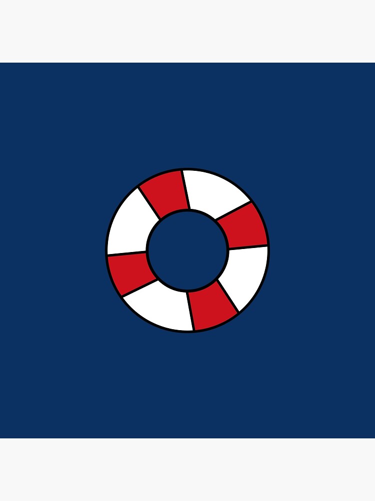 "Red and White Life Ring Navy Blue Background" Poster for Sale by ...