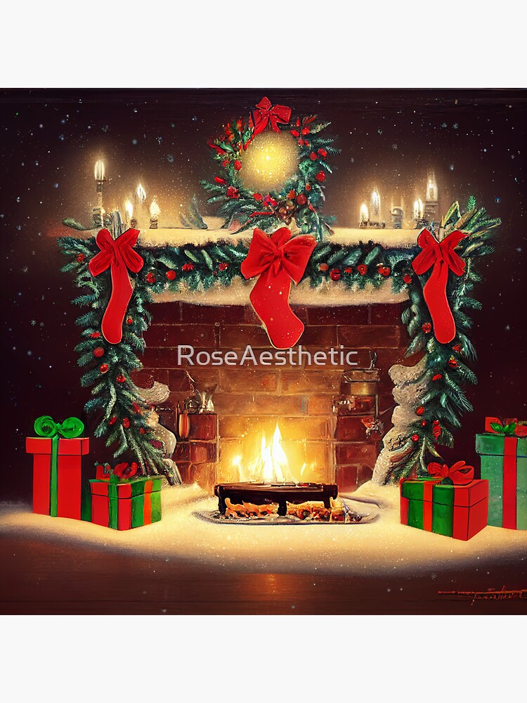 "A Cosy Christmas Eve" Sticker for Sale by RoseAesthetic | Redbubble