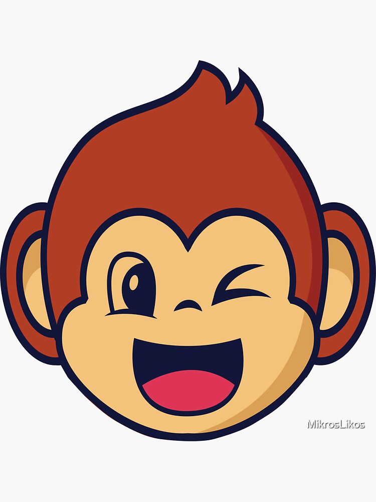 "Cute Monkey Art Head " Sticker for Sale by MikrosLikos | Redbubble