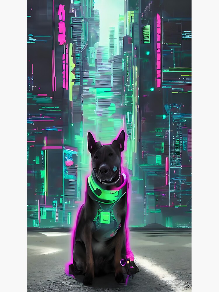 "Cyberpunk dog " Sticker for Sale by HeyBonnArt | Redbubble
