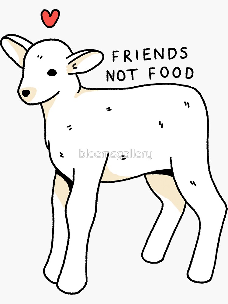"'friends not food' lamb illustration" Sticker for Sale by ...