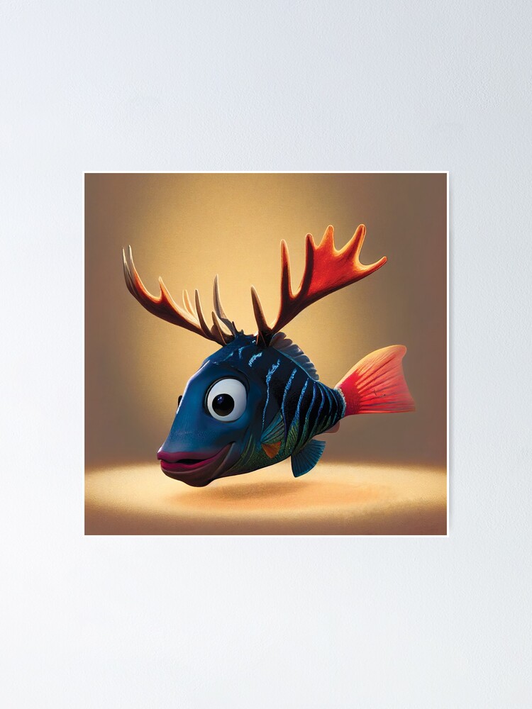 "Cute Fantasy Fish with Antlers" Poster for Sale by Geminiartstudio ...