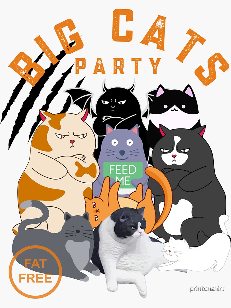 "Big Cats Party" Sticker for Sale by printonshirt | Redbubble