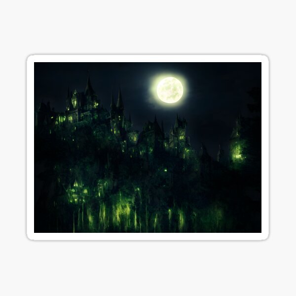 "Haunted Castle Landscape 2" Sticker for Sale by Elikatta | Redbubble
