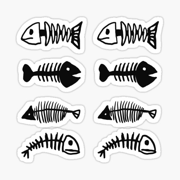 "Fishbone fish sea ocean river animal Chibi kawaii cute pack" Sticker ...
