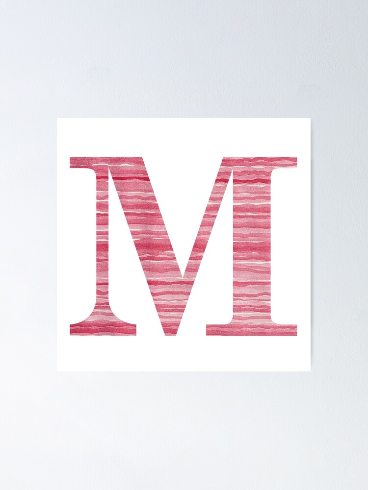 Póster «Letra M rojo acuarela rayas inicial monograma» de theartofvikki ...