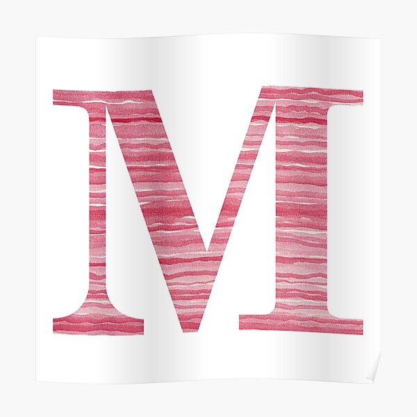 Póster «Letra M rojo acuarela rayas inicial monograma» de theartofvikki ...