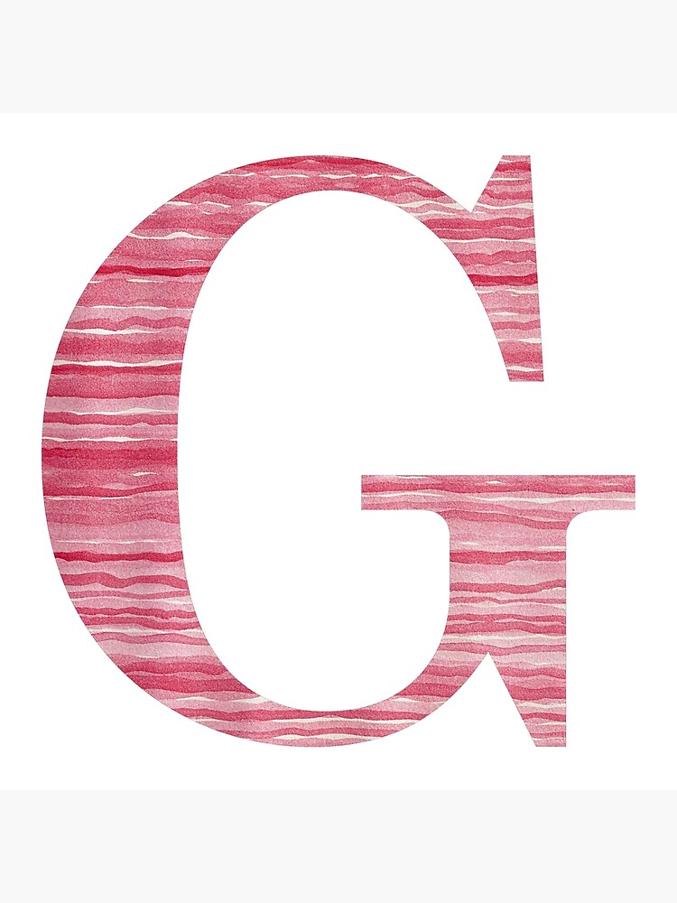 "Letter G Red Watercolor Stripes Initial Monogram " Art Print by ...