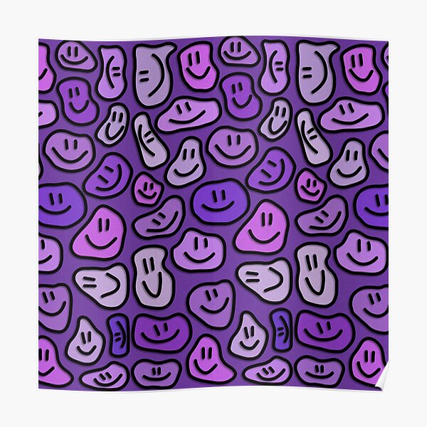 "Purple Distorted Smiley Faces" Poster for Sale by Ayoub14 | Redbubble