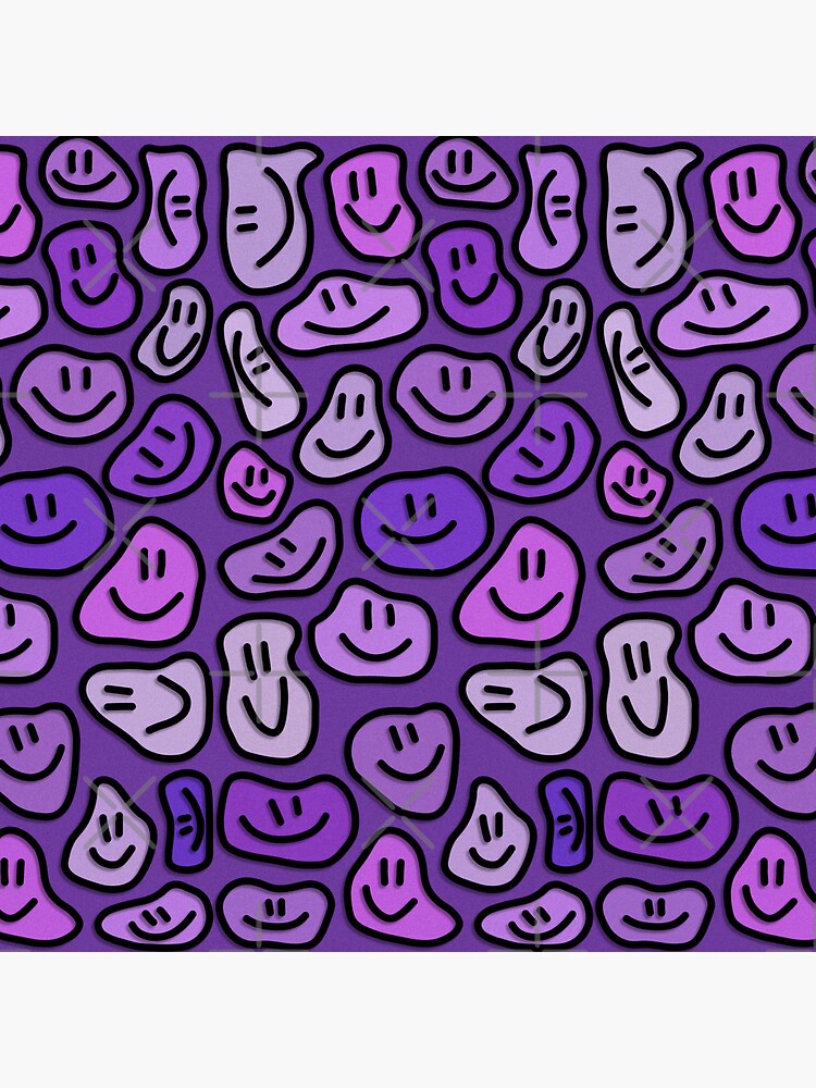 "Purple Distorted Smiley Faces" Sticker for Sale by Ayoub14 | Redbubble