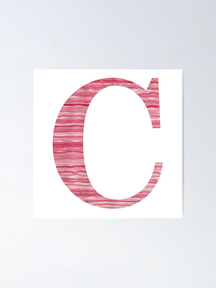 Póster «Letra C rojo acuarela rayas inicial monograma» de theartofvikki ...