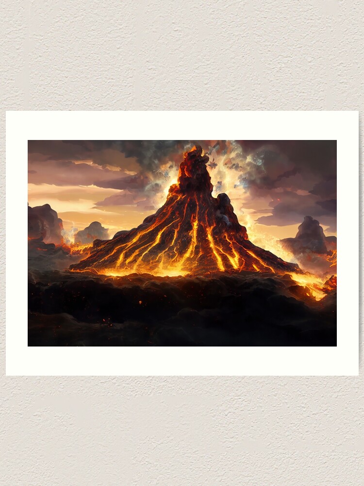 "Giant Volcano - 4K Wallpaper Landscape of Volcano Lava Fire and Flames ...