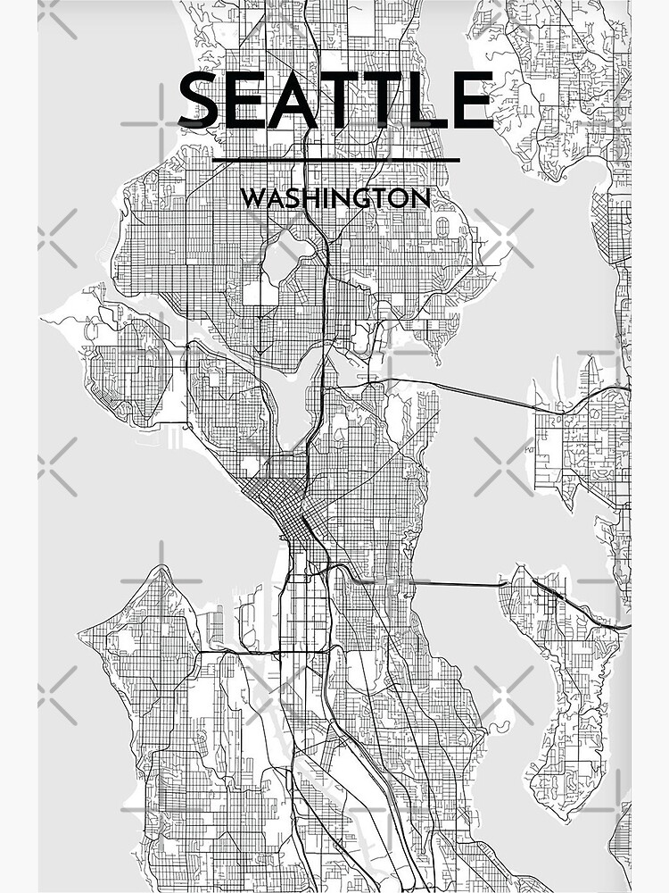 Póster «Mapa de la ciudad de SEATTLE Estados Unidos Blanco» de ...