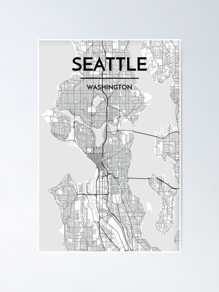 Póster «Mapa de la ciudad de SEATTLE Estados Unidos Blanco» de ...